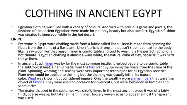 CLOTHING IN ANCIENT EGYPT: HISTORY OF FASHION | PPTX