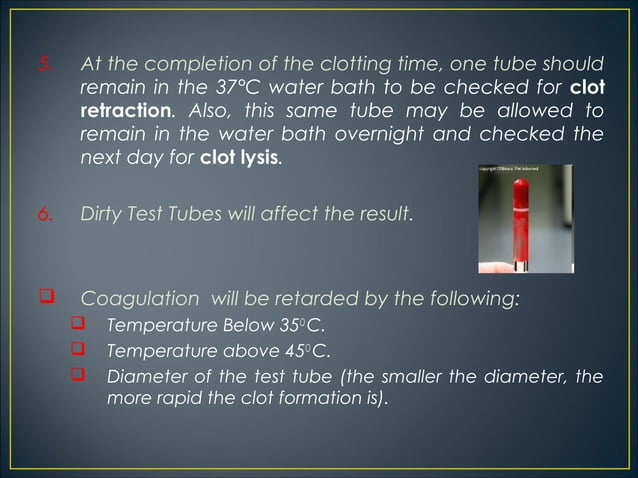 Clotting time - Coagulation of whole blood | PPT