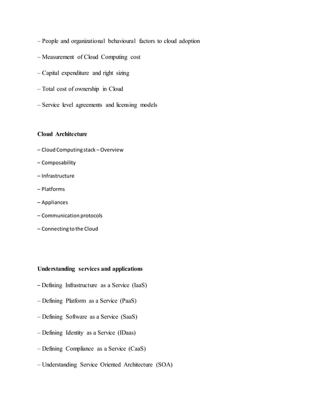 Cloud Computing Course Content | DOCX | Cloud Computing | Internet