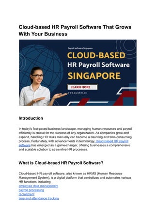 Cloud-based HR Payroll Software That Grows With Your Business | PDF