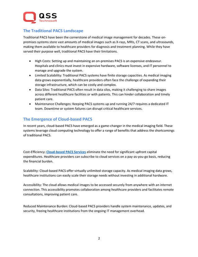 Cloud-based PACS - A Level Playing Field for Users of Medical Imaging Information Systems | PDF