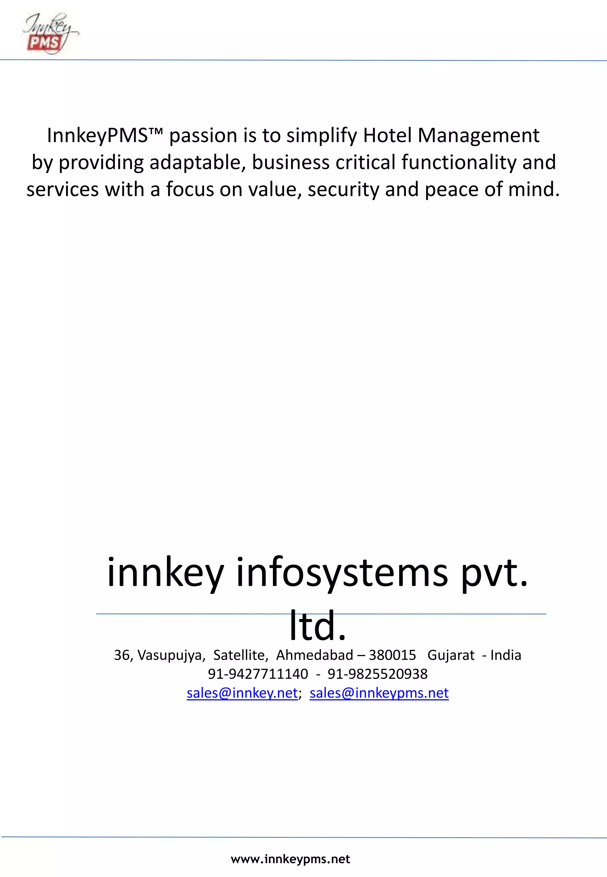 innkeypms - Integrated Hotel Management System on CLOUD | PPSX
