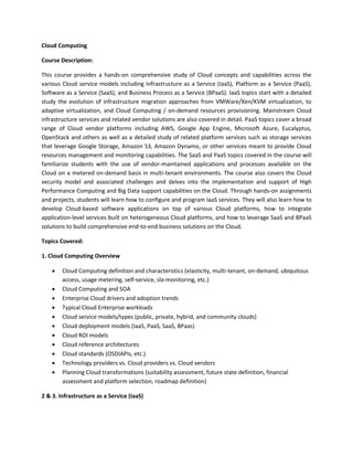 Cloud computing-course-description-and-syllabus-spring2014 | PDF