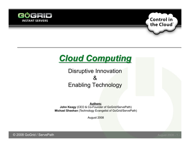 Cloud Computing - Disruptive Innovation & Enabling Technology | PDF