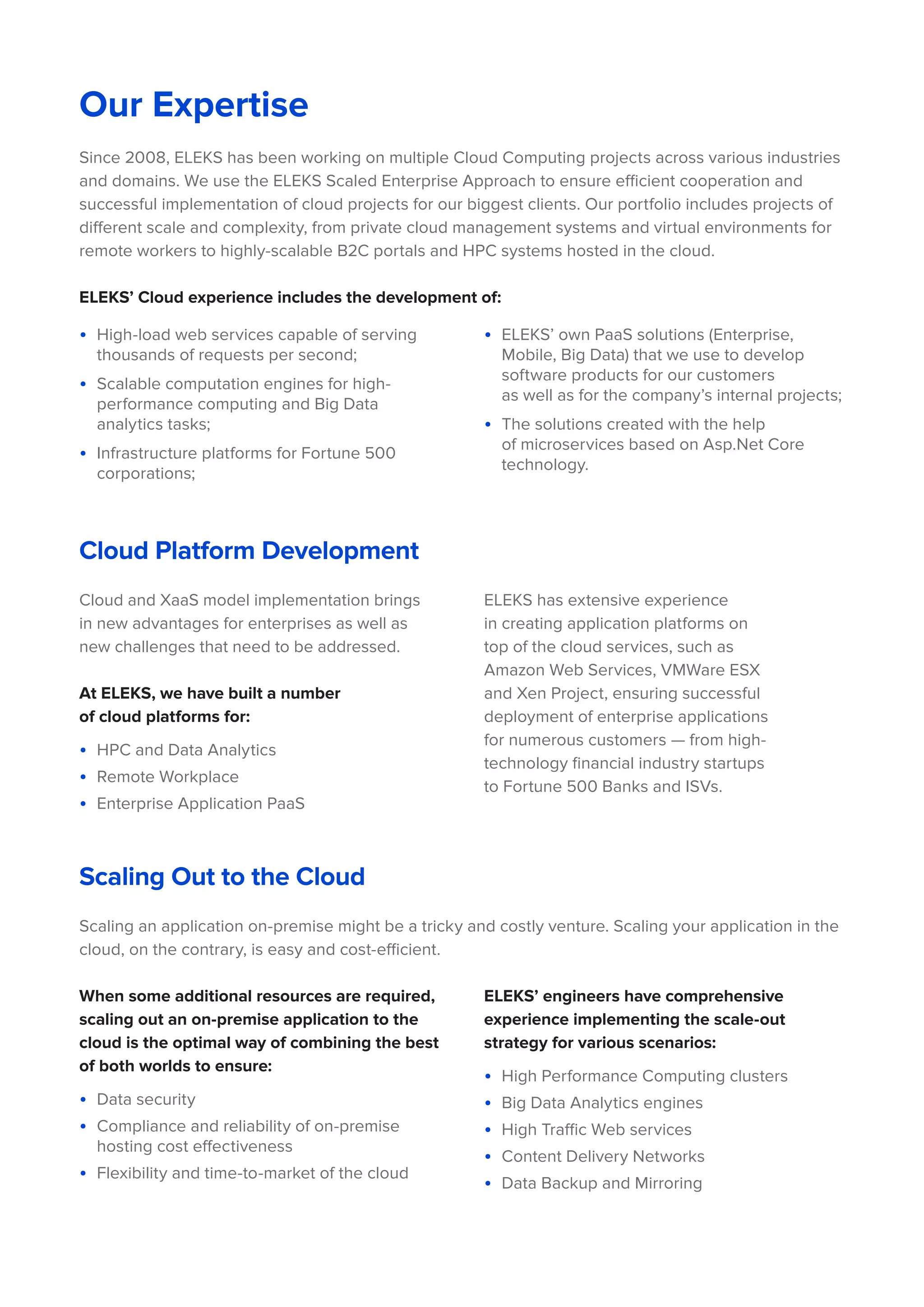 [ELEKS] Cloud Computing Expertise Overview | PDF