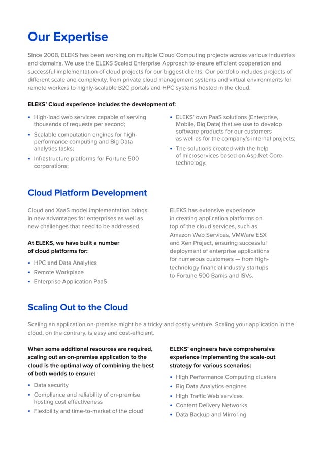 [ELEKS] Cloud Computing Expertise Overview | PDF