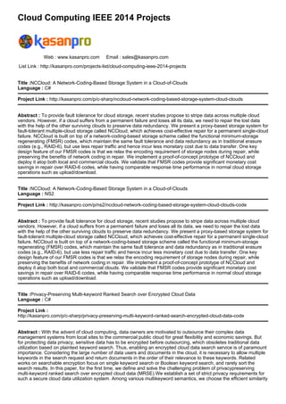 Cloud computing-ieee-2014-projects | PDF