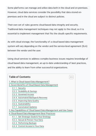 Cloud Data Management: The Future of Data Storage and Management | PDF