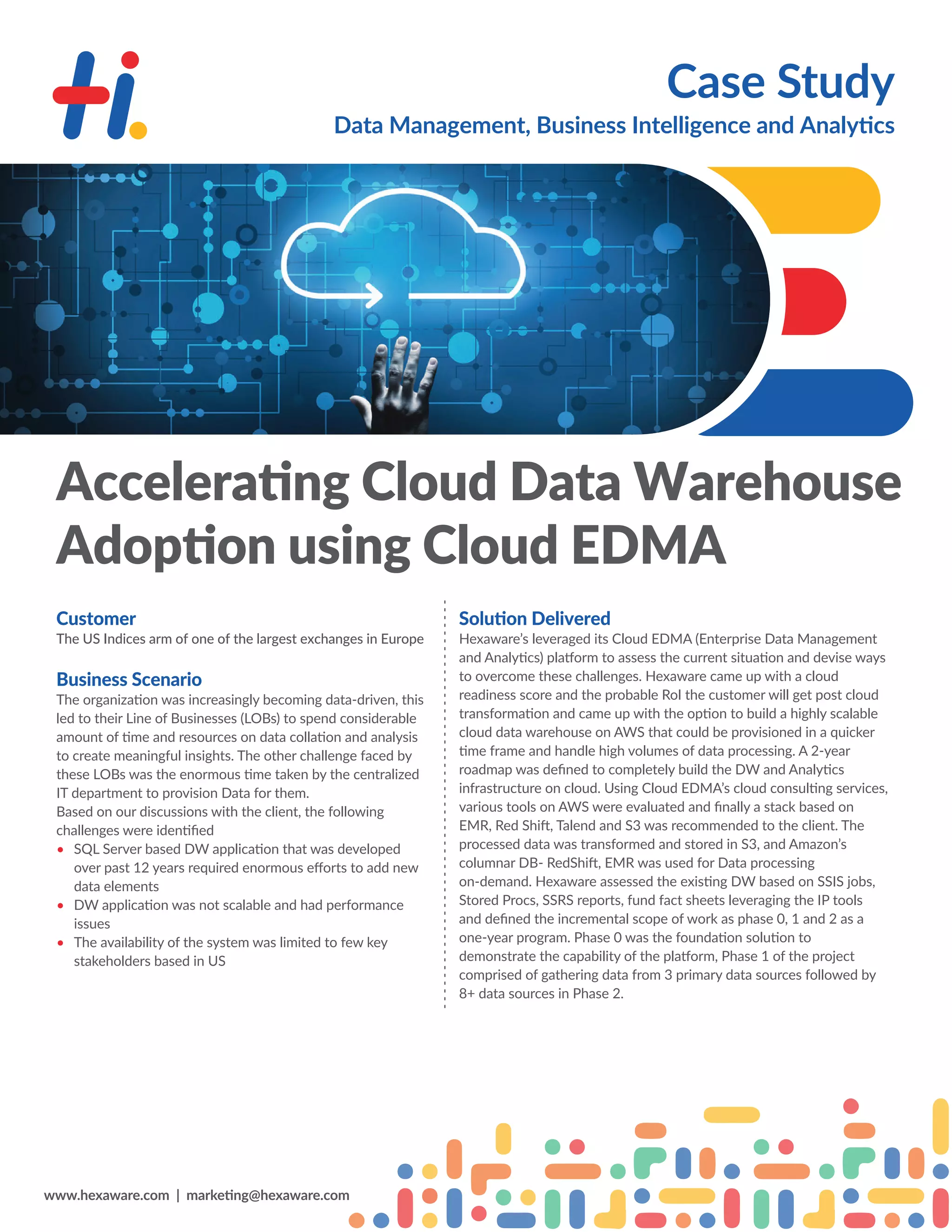 Accelerating Cloud Data Warehouse Adoption using Hexaware’s Cloud EDMA | PDF