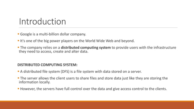 GFS & HDFS Introduction | PPTX | Operating Systems | Computer Software and Applications