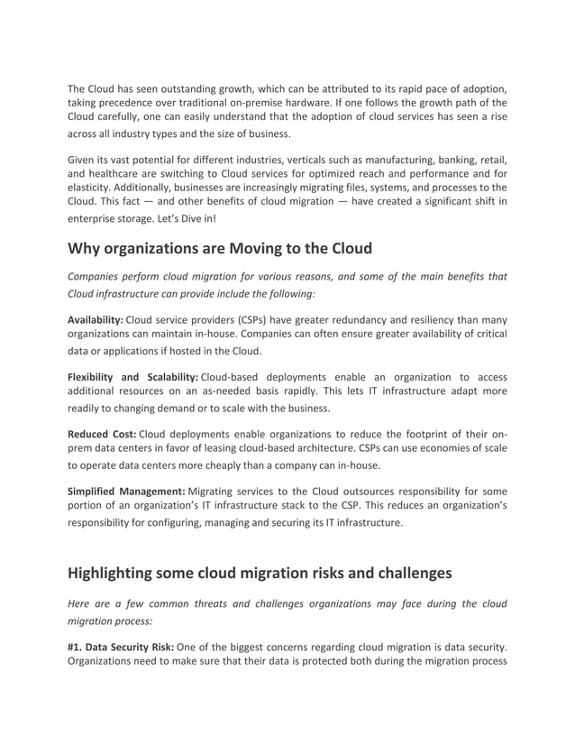 Cloud migration risks and challenges | PDF