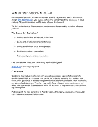 Cloud-Native Meets Generative AI in Modern Apps | PDF