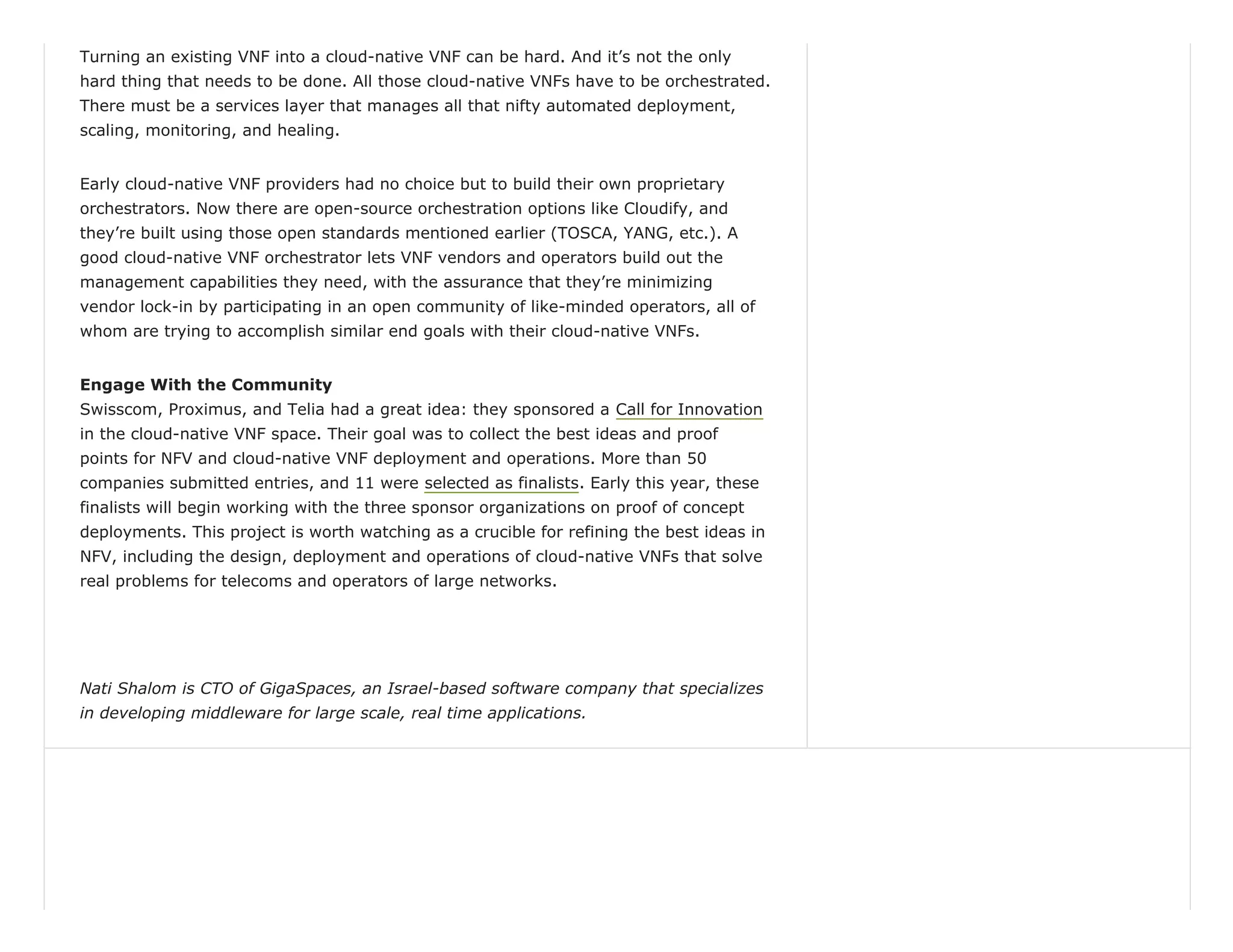 Cloud Native VNFs - Nati Shalom in Wireless Week | PPT