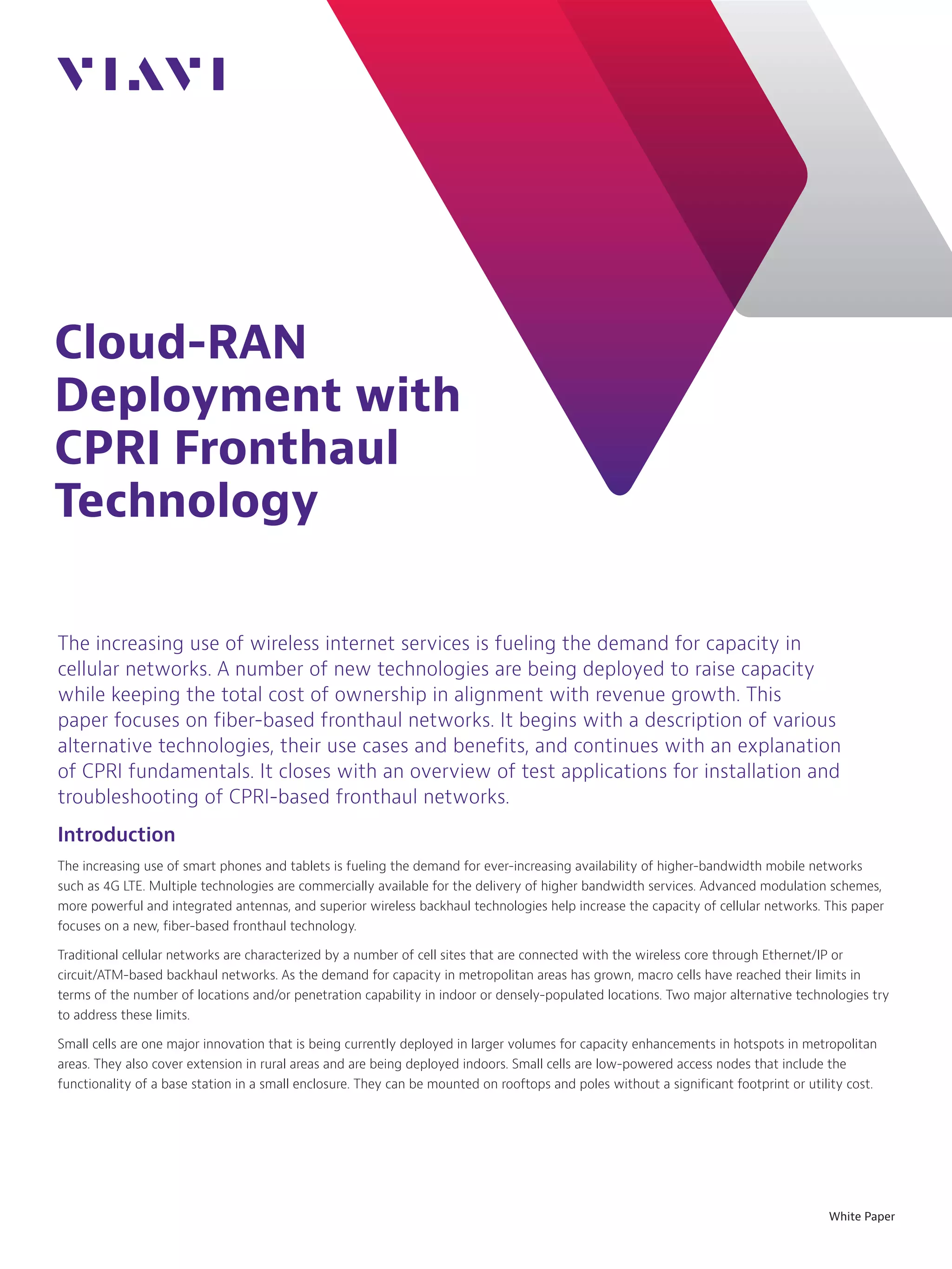 Cloud RAN-Deployment-CPRI-Fronthaul-Technology | PDF
