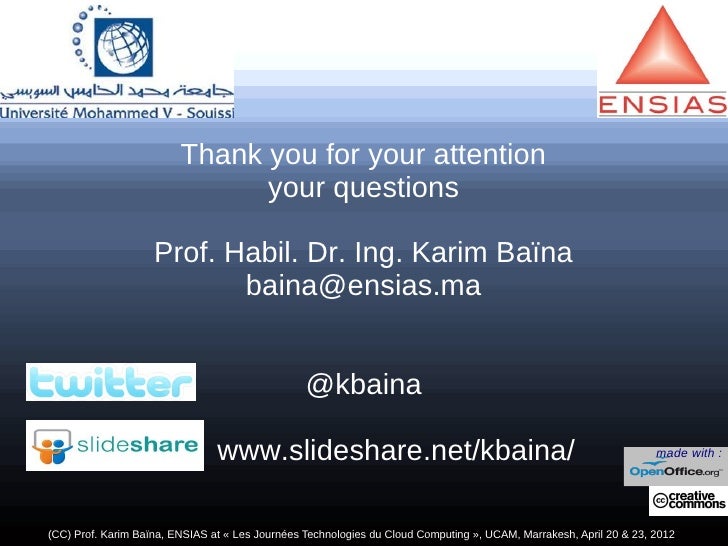 Karim Baïna (ENSIAS) Cloud research opportunities