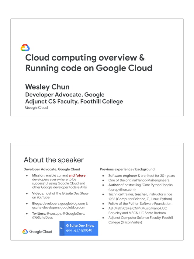 Cloud computing overview & running your code on Google Cloud | PDF