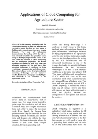 applications of cloud computing for agricultural sector | PDF | Technology Industry | Industries