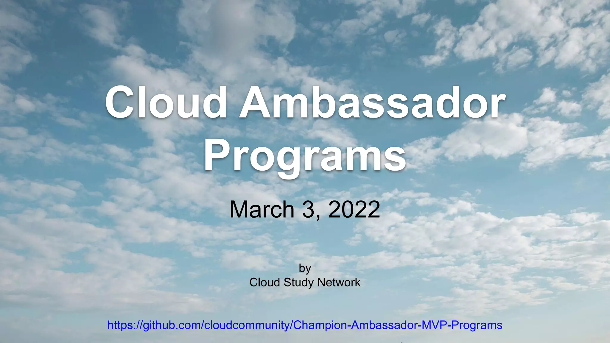 Cloud Ambassador Programs | PPT