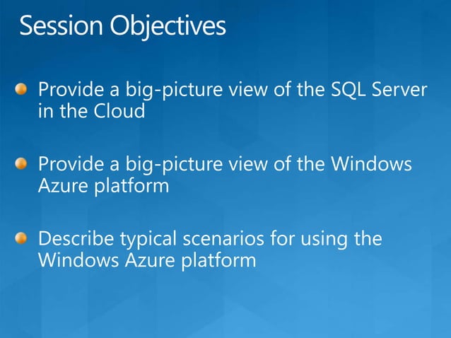 Cloud application architecture with sql azure and windows azure | PPTX