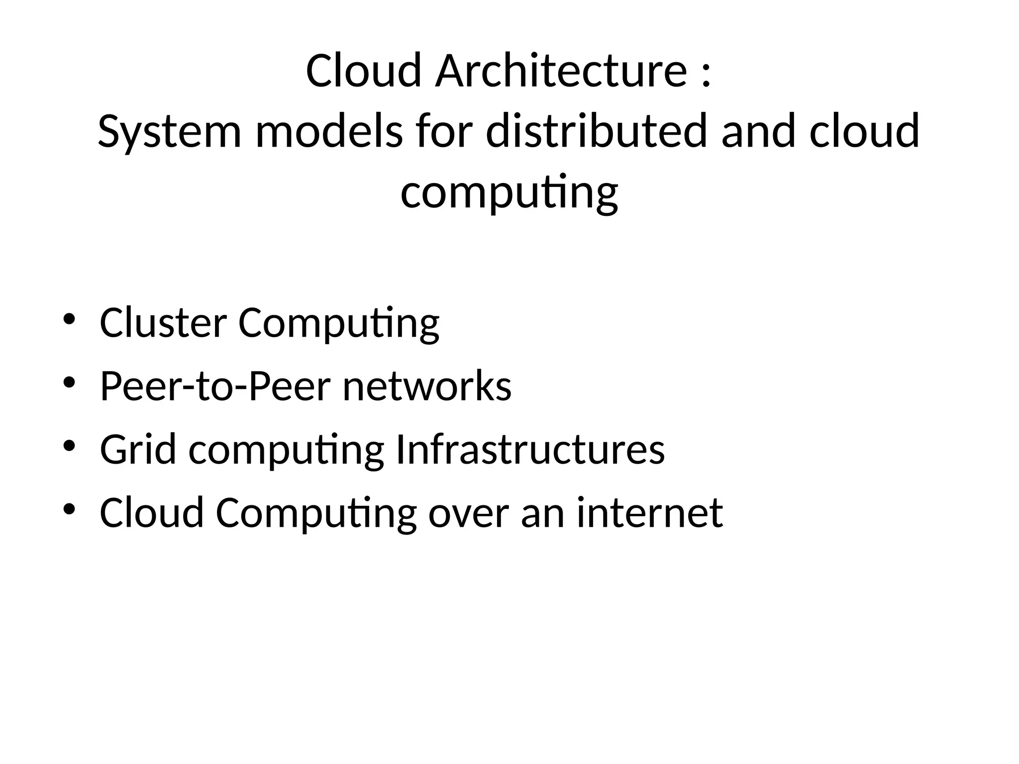 Cloud Architecture and cloud models in the internet | PPTX