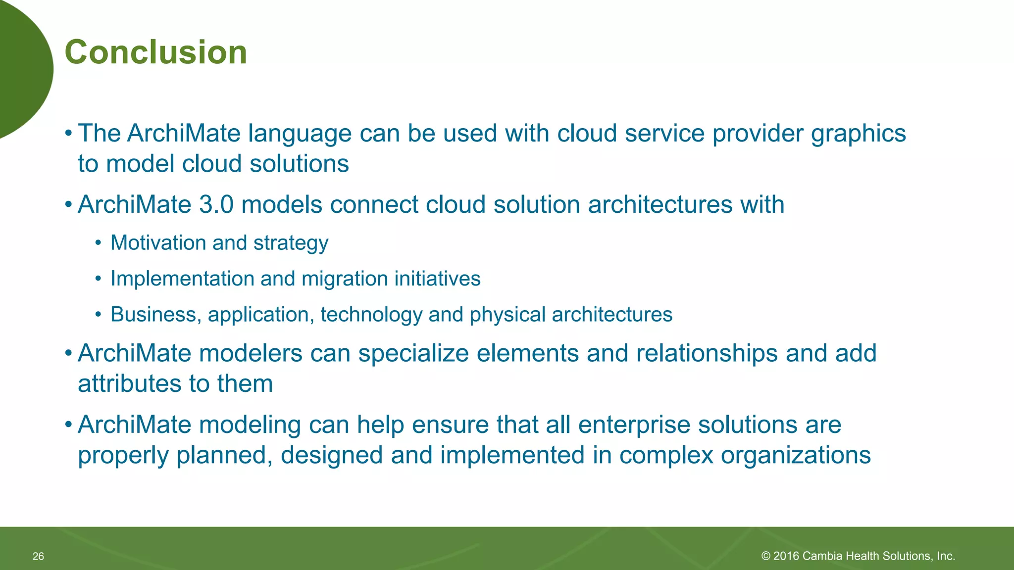 Cloud architecture with the ArchiMate Language | PDF