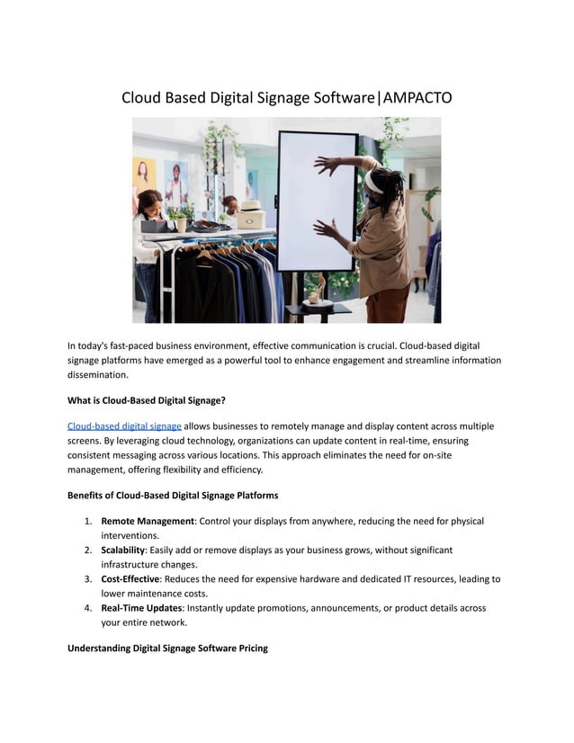 Cloud Based Digital Signage Software|AMPACTO | PDF