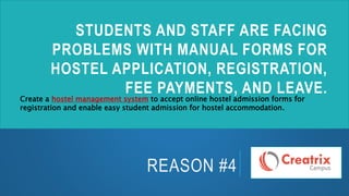 Cloud based hostel / dormitory management system with mobile apps | PPT