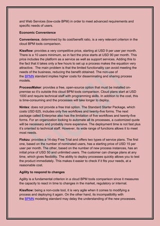 Cloud BPM Tools Comparison for Managers | PDF