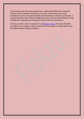 Cloud BPM Tools Comparison for Managers | PDF