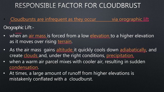 Cloudburst | Disaster Management | PPTX | Weather | Science