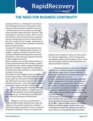 Cloud Business Continuity White Paper | PDF