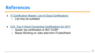 Cloud Certifications - Overview | PDF