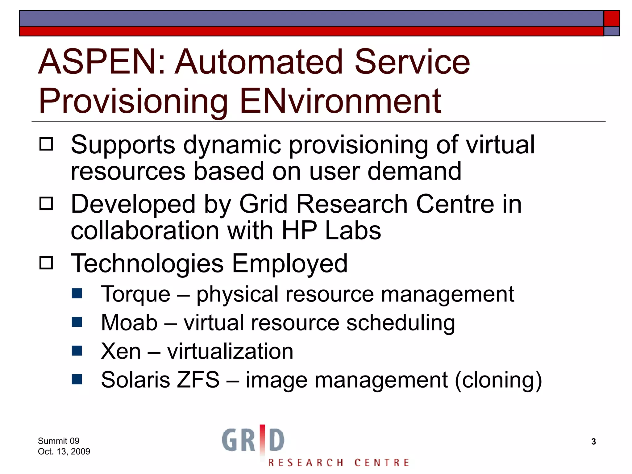 Dynamic Provisioning Of Service Environments With Aspen Ppt Computing Technology And Computing