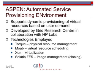 Dynamic Provisioning of Service Environments with ASPEN | PPT