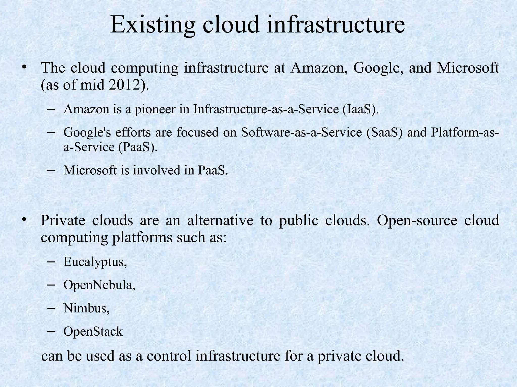 Introduction to infrastructures in cloud computing | PPT