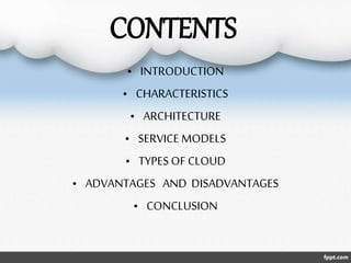 Cloud computing-characteristics-Advantages-Disadvantages | PPSX