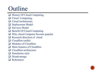 Cloud computing and Cloudsim | PPTX