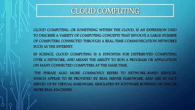 Cloud Computing: Some Basic Concepts | PPTX