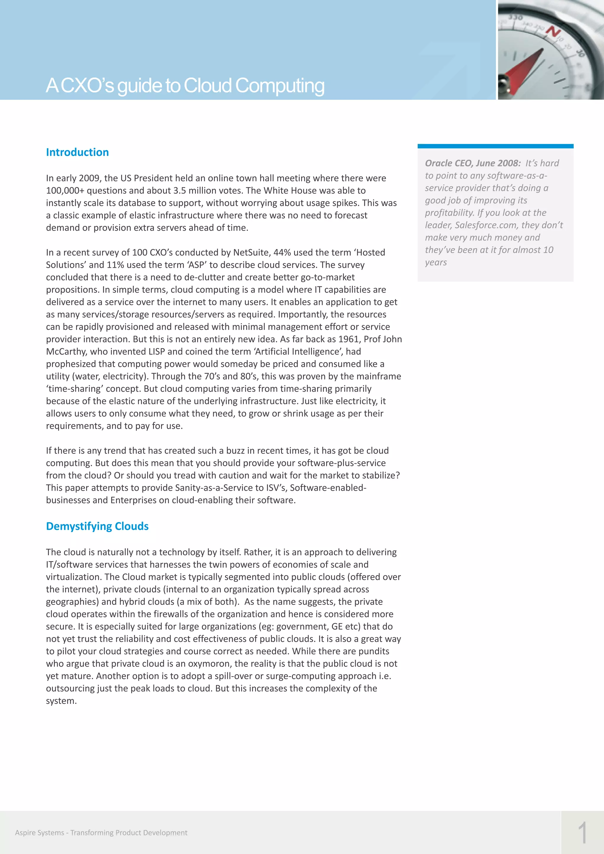 Cloud computing CXO's guide | PDF