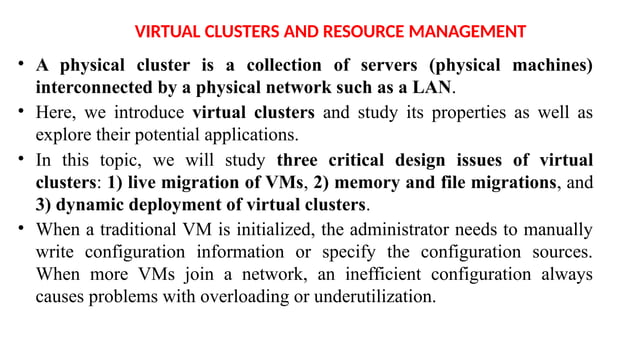 VIRTUAL CLUSTERS AND RESOURCE MANAGEMENT | PPTX