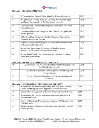 Cloud computing 2015 ieee papers Data mining ieee project titles | PDF