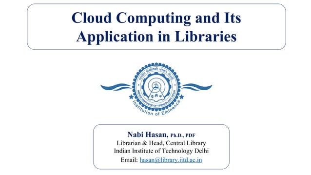 Cloud computing and its application in libraries | PDF | Cloud ...