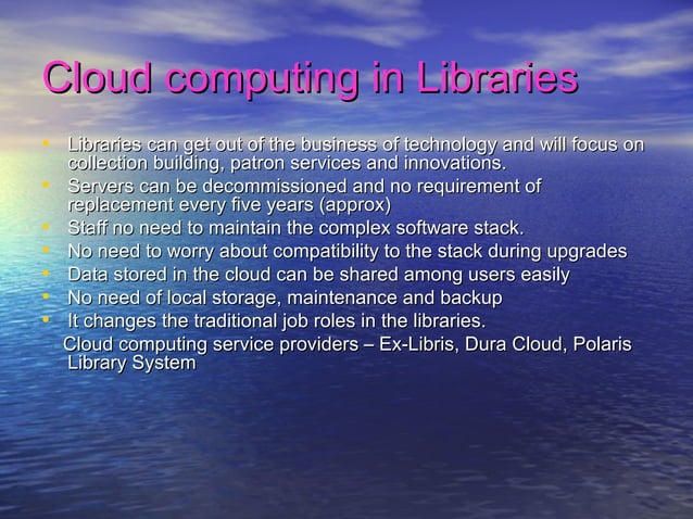 Cloud computing and libraries sndt | PPT