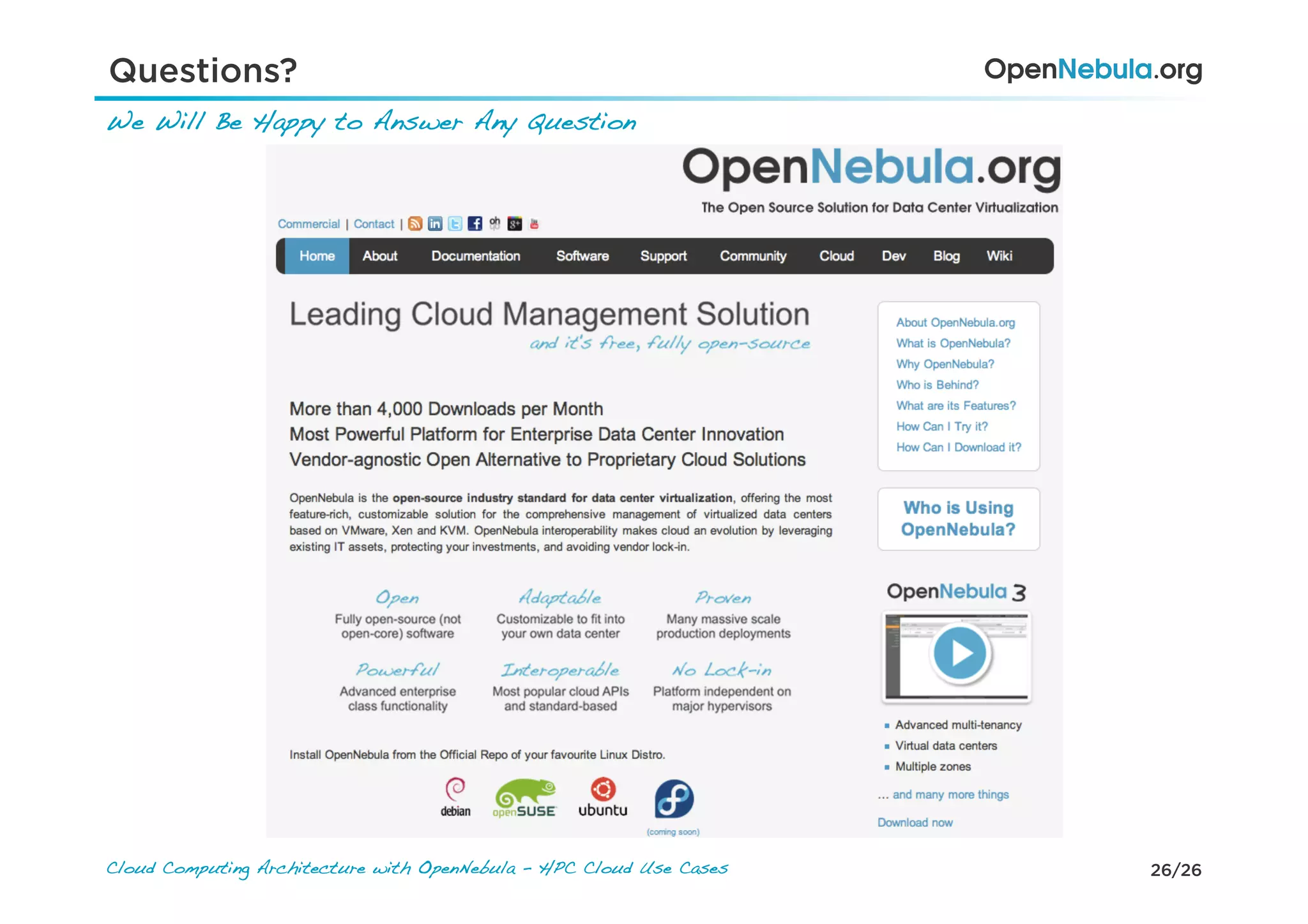 Cloud Computing Architecture with Open Nebula - HPC Cloud Use Cases - NASA Ames 2012 | PDF
