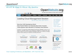 Cloud Computing Architecture with Open Nebula - HPC Cloud Use Cases - NASA Ames 2012 | PDF