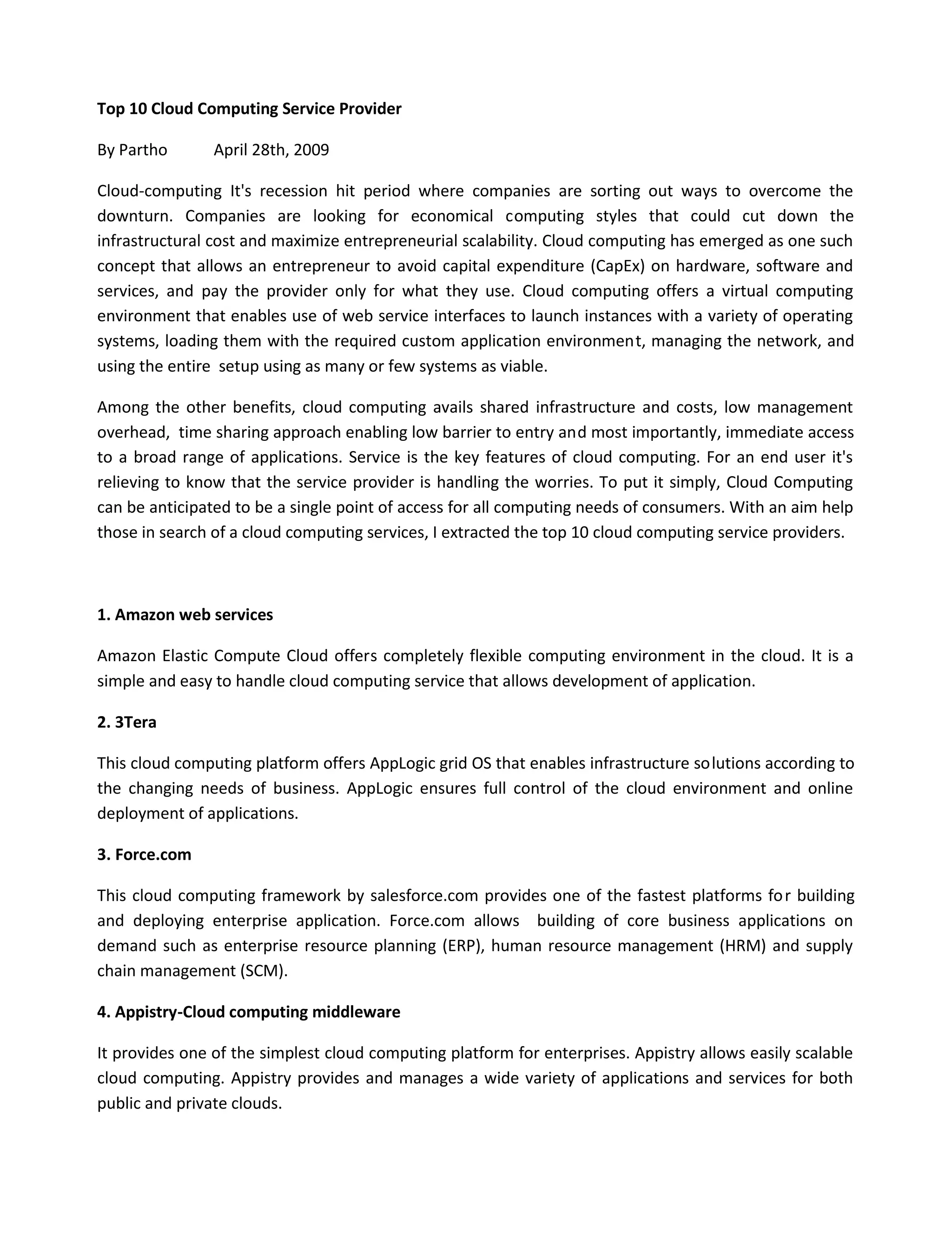 Cloud Computing At A Glance | PDF