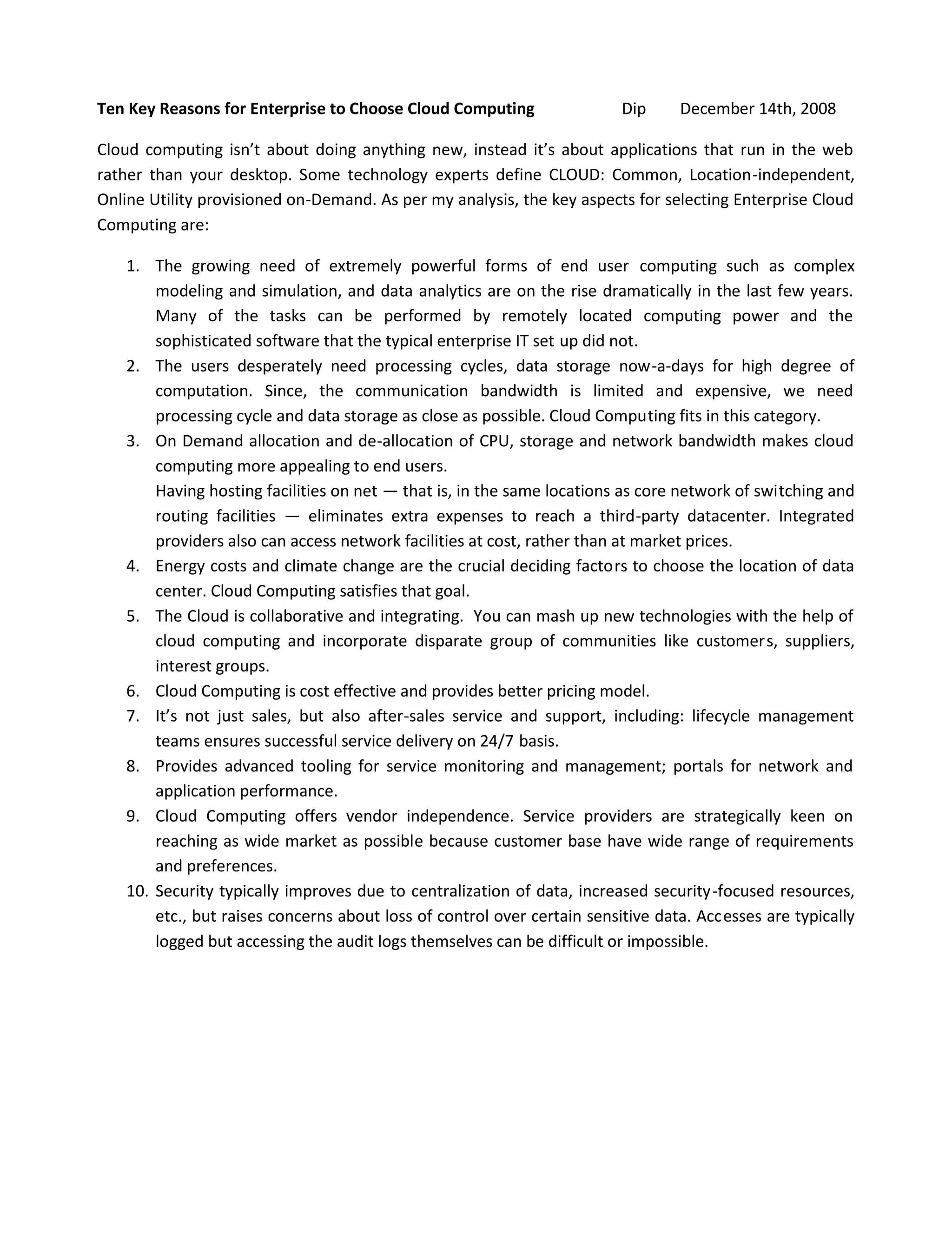 Cloud Computing At A Glance | PDF