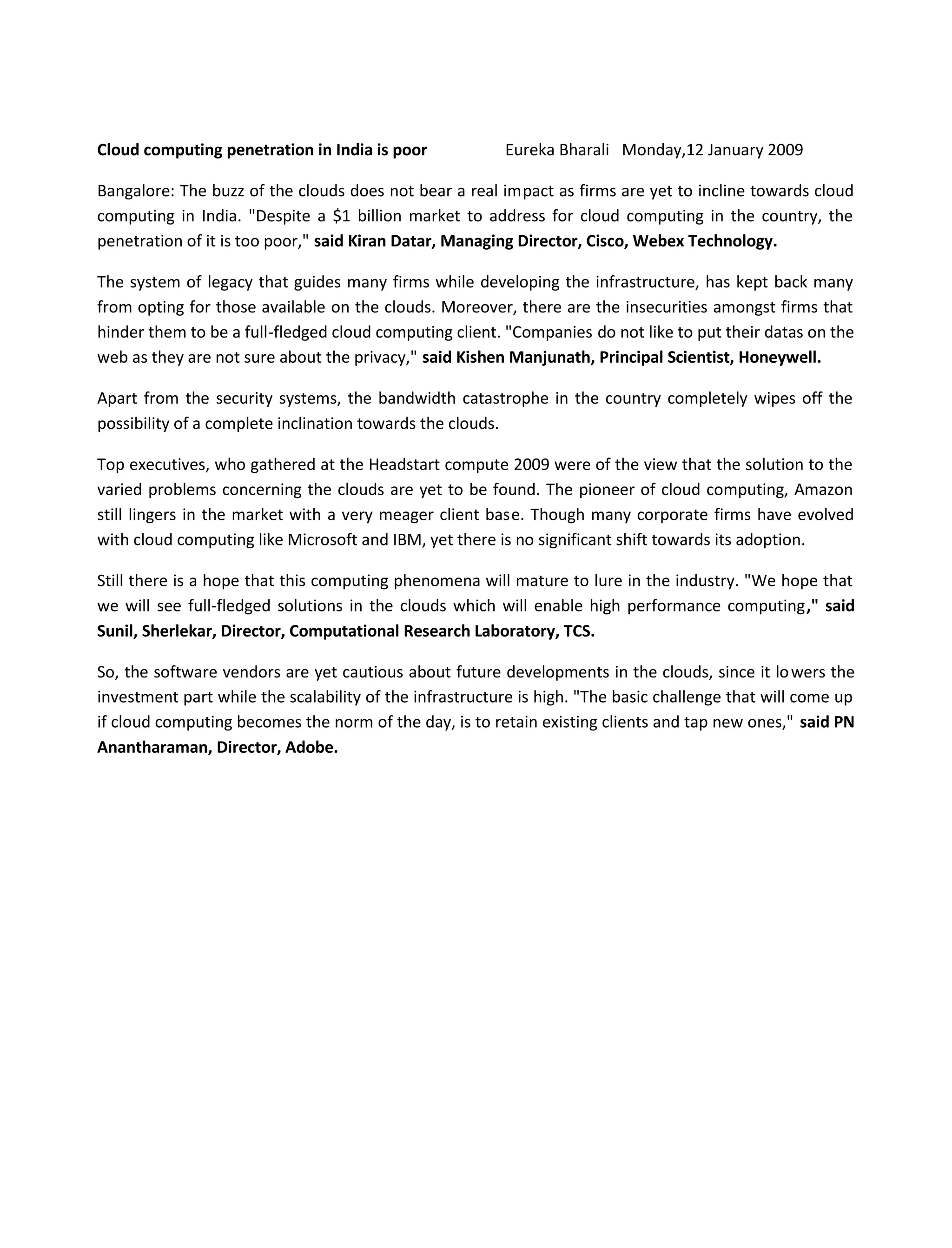 Cloud Computing At A Glance | PDF