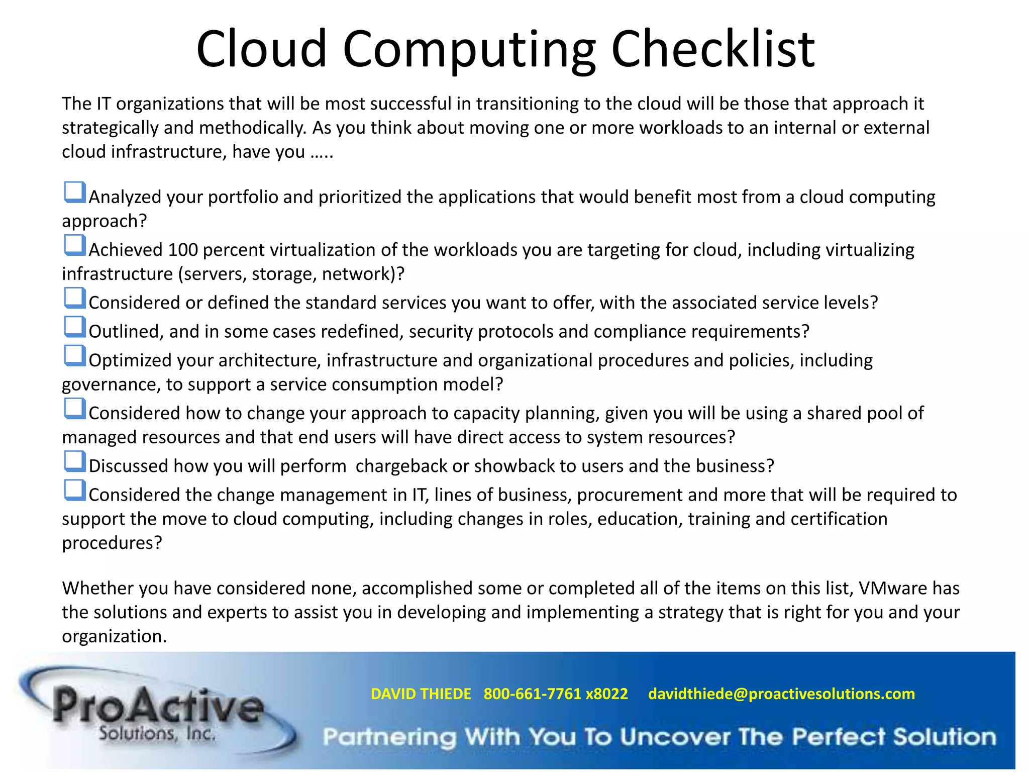 Cloud Computing Checklist | PPTX