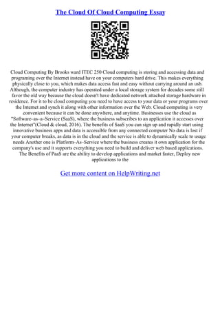 Cloud Computing Essays | PDF